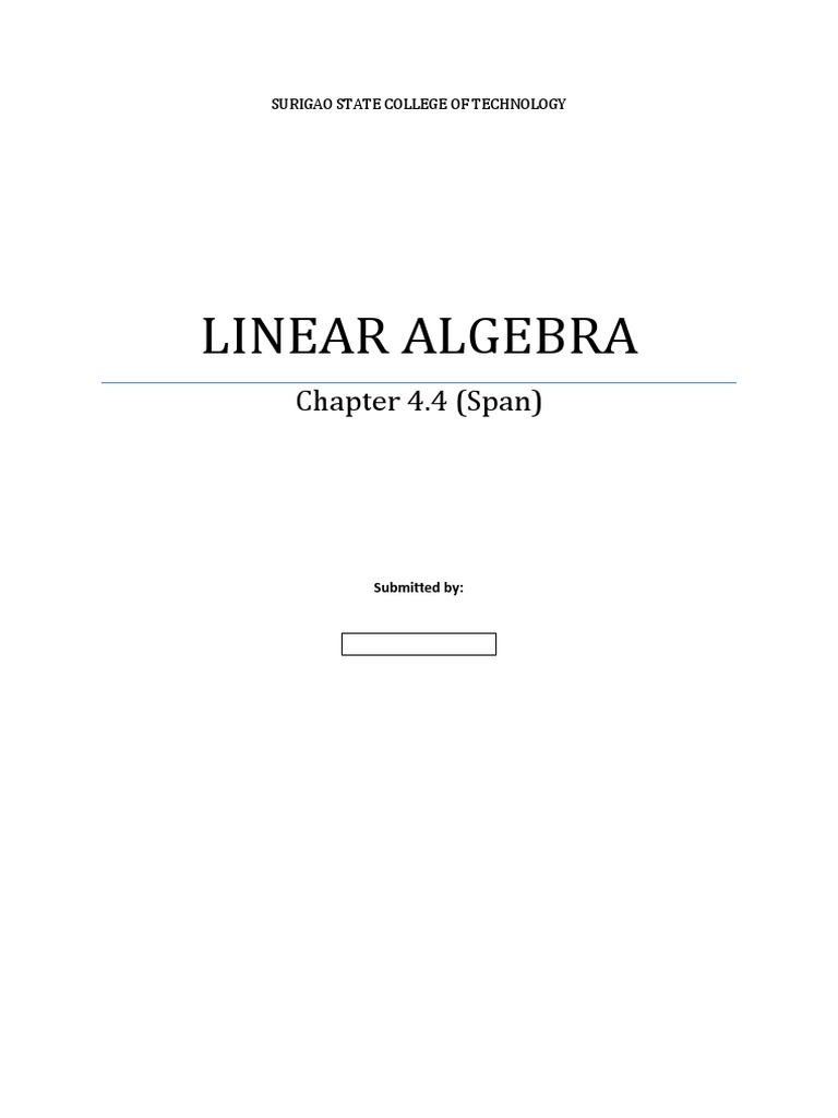 Linear Algebra: Chapter 4.4 (Span) | PDF
