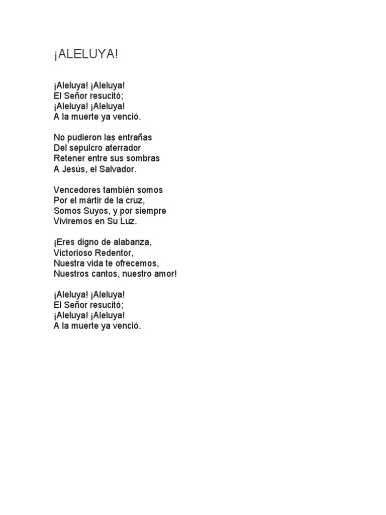 Letra Cancion Aleluya | PDF