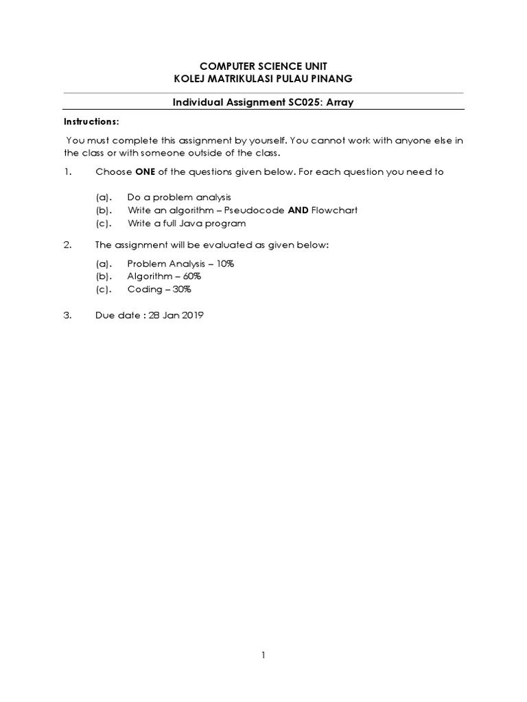 Assignment SC025 | PDF | Algorithms | Computer Program
