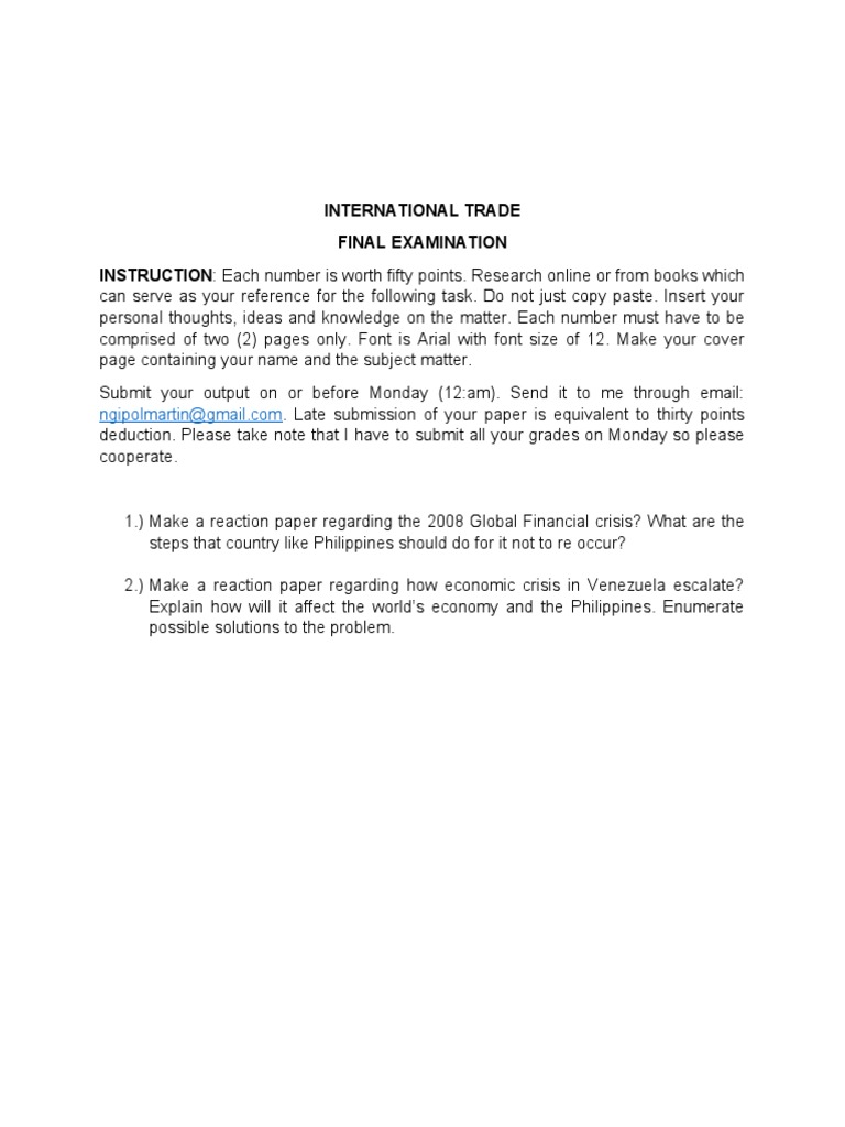 International Trade Examination | PDF