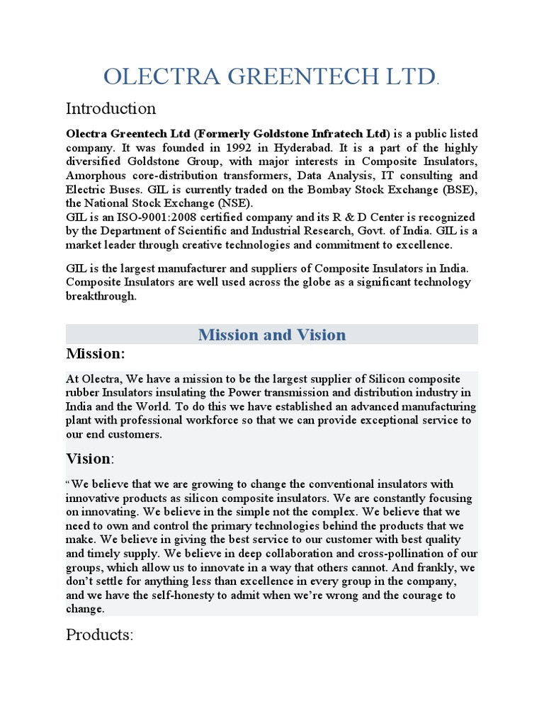 Olectra Greentech Ltd. | PDF | Stocks | Transformer
