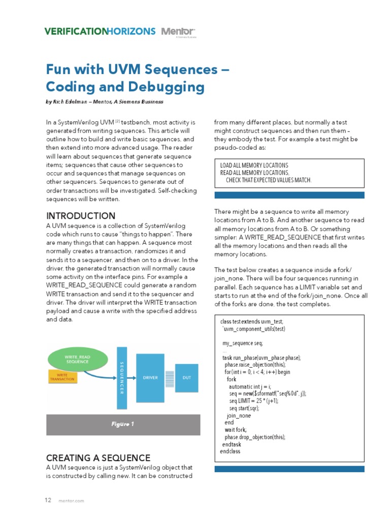 Fun With Uvm Sequences Coding And Debugging Vh V15 I12 Pdf Computer Architecture Software 1065