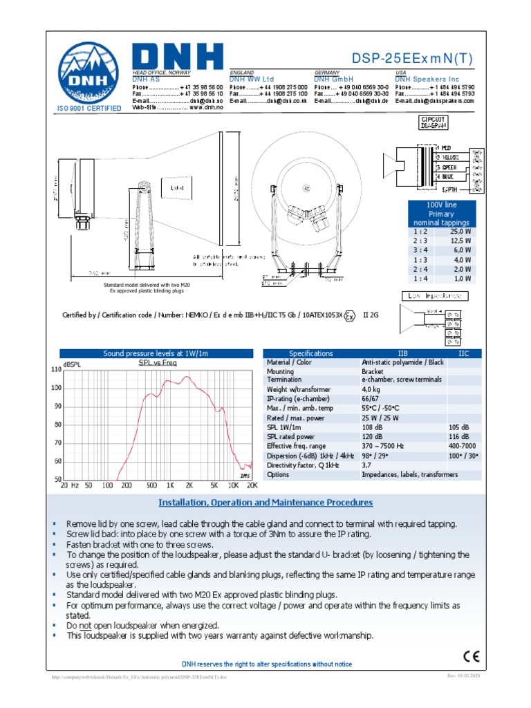 DNH-25W Ex Horn SPK - DSP-25EExmN (T) | PDF | Loudspeaker | Screw