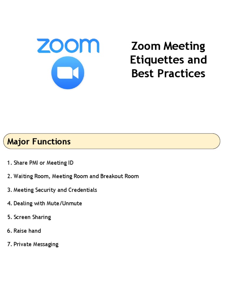 Zoom Meeting Etiquettes and Best Practices - V1 | PDF | Icon (Computing ...