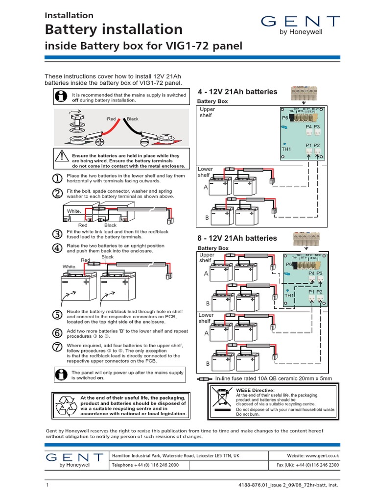 Battery Installation: Inside Battery Box For VIG1-72 Panel | PDF ...