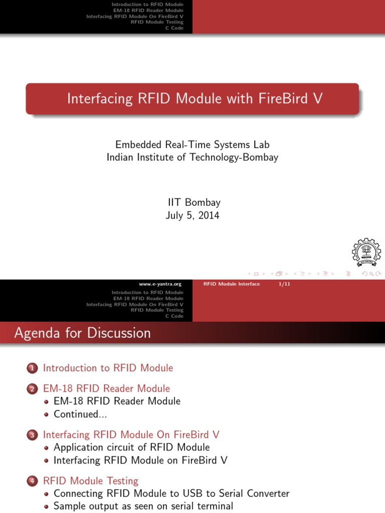 Interfacing Rfid Module With Firebird V: Embedded Real-Time Systems Lab Indian Institute of ...