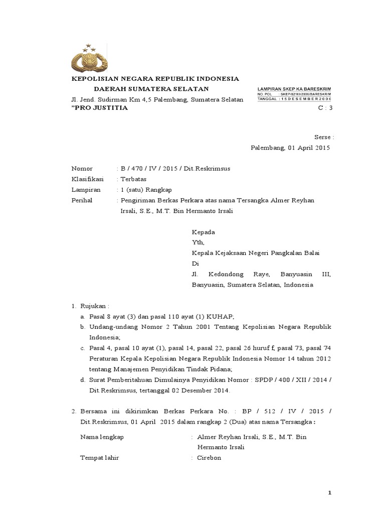 Pengiriman Berkas Perkara Pidana | PDF