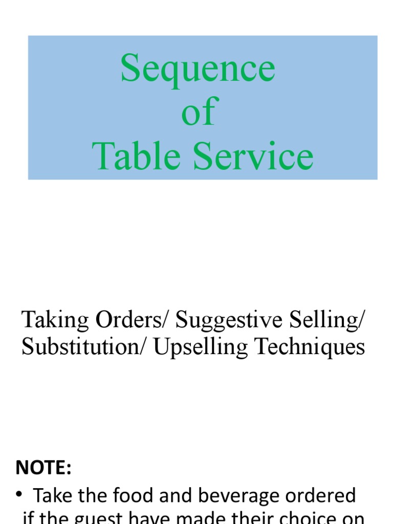 Sequence For Table Service | PDF | Waiting Staff | Foodservice