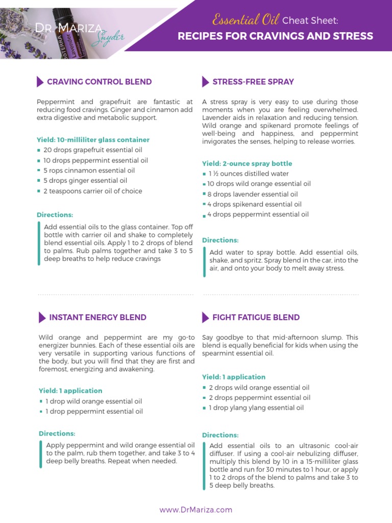 DrMariza Essential Oil Cheat Sheet Cravings | PDF | Essential Oil | Nature