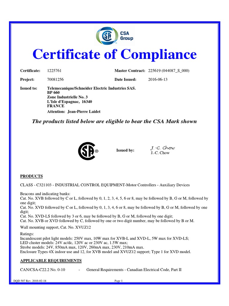 Certificate of Compliance: The Products Listed Below Are Eligible To ...