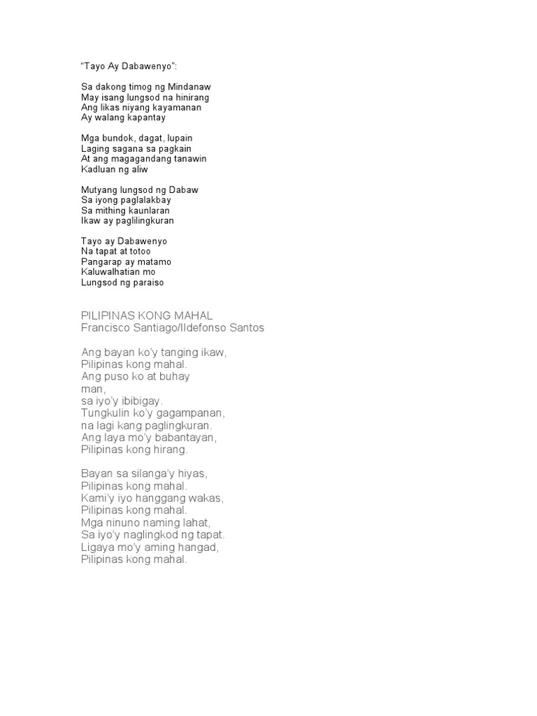 Tayo Ay Dabawenyo | PDF