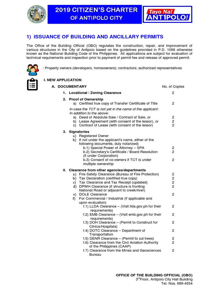 1) Issuance of Building and Ancillary Permits | PDF | Lease | Notary Public