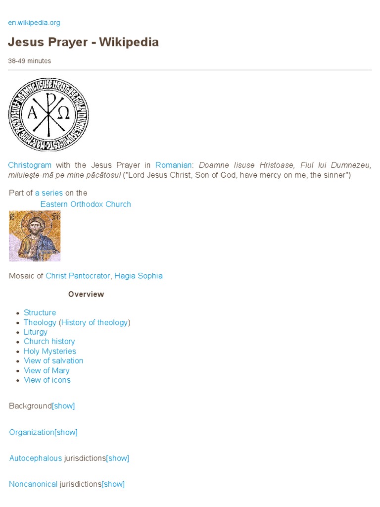Jesus Prayer - Wikipedia Title for SEO | PDF | Christian Prayer | Prayer