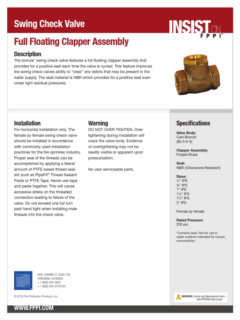 Full Floating Clapper Assembly: Swing Check Valve | PDF | Valve | Gas ...