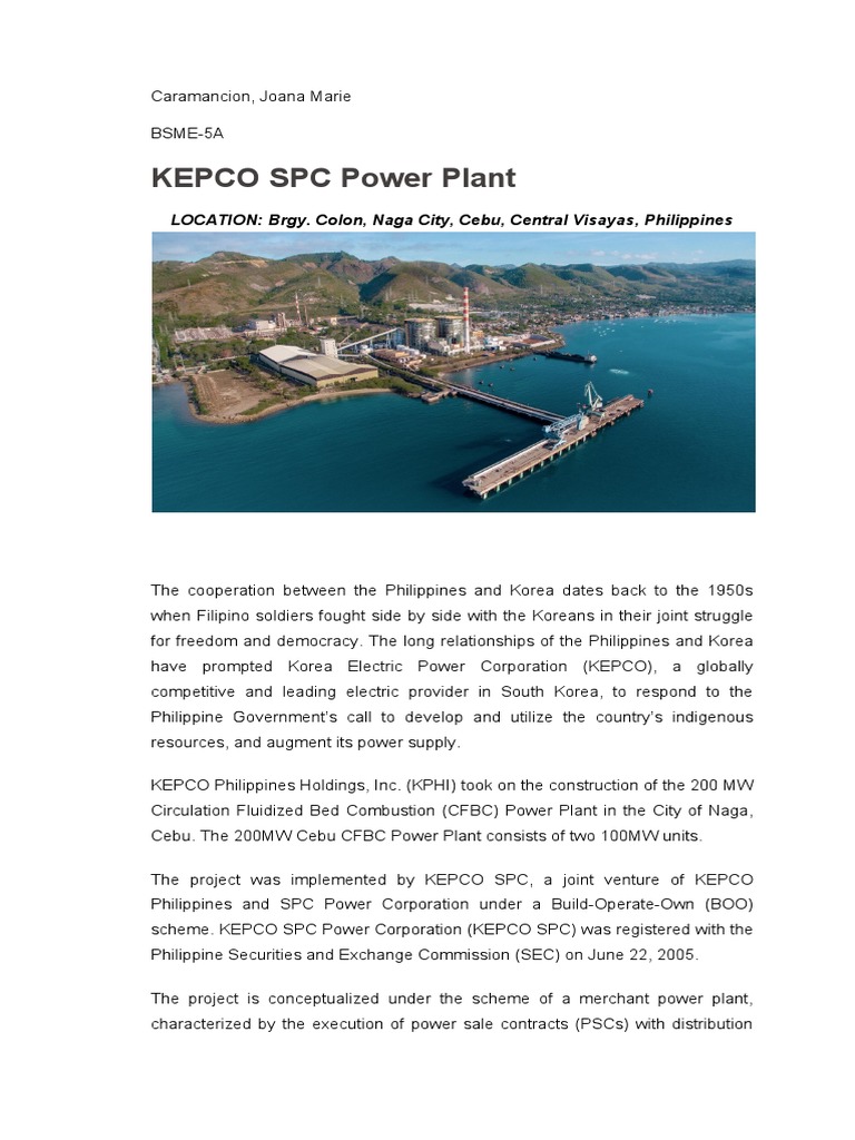 KEPCO SPC Power Plant: LOCATION: Brgy. Colon, Naga City, Cebu, Central ...