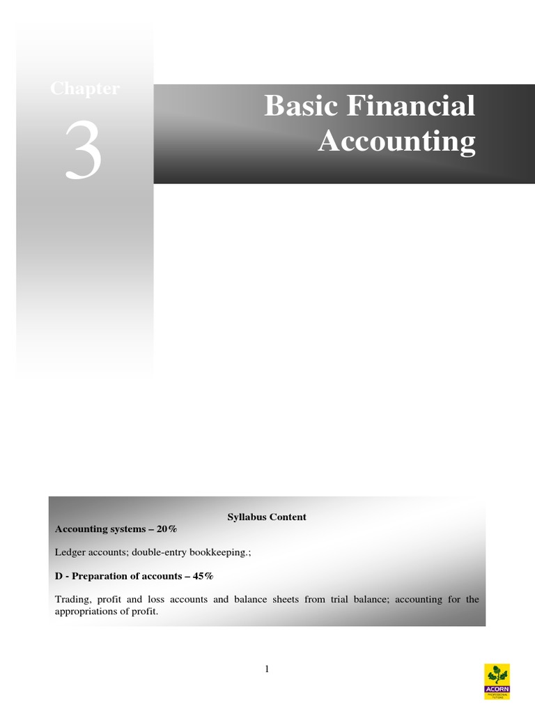 Basic Financial Accounting: Syllabus Content Accounting Systems - 20% | PDF