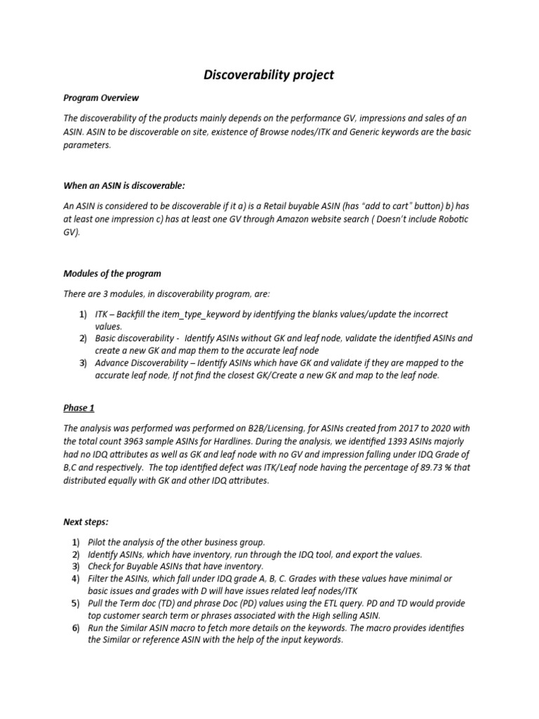 Discoverability Project: Program Overview | PDF | Applied Mathematics ...