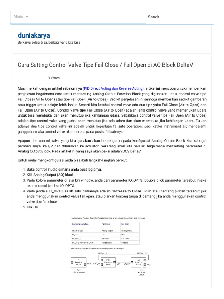 Setting Control Valve Fail Close/Open DeltaV | PDF