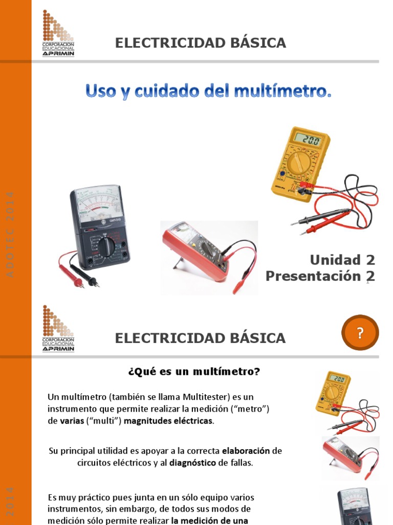 Uso y manejo del multímetro | PDF | Resistencia Eléctrica y ...