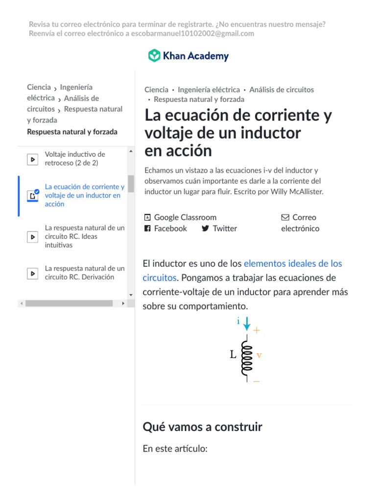 La Ecuación de Corriente y Voltaje de Un Inductor en Acción | PDF ...