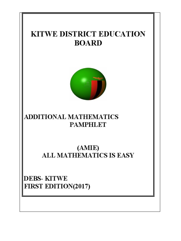 Additional Maths-Kitwe District Education Board | PDF | Trigonometric ...