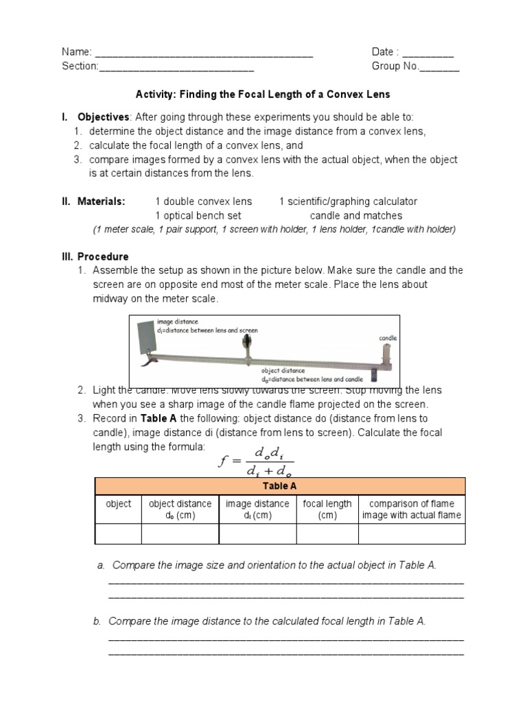 Activity For Convex Lens Demo | PDF | Imaging | Atomic