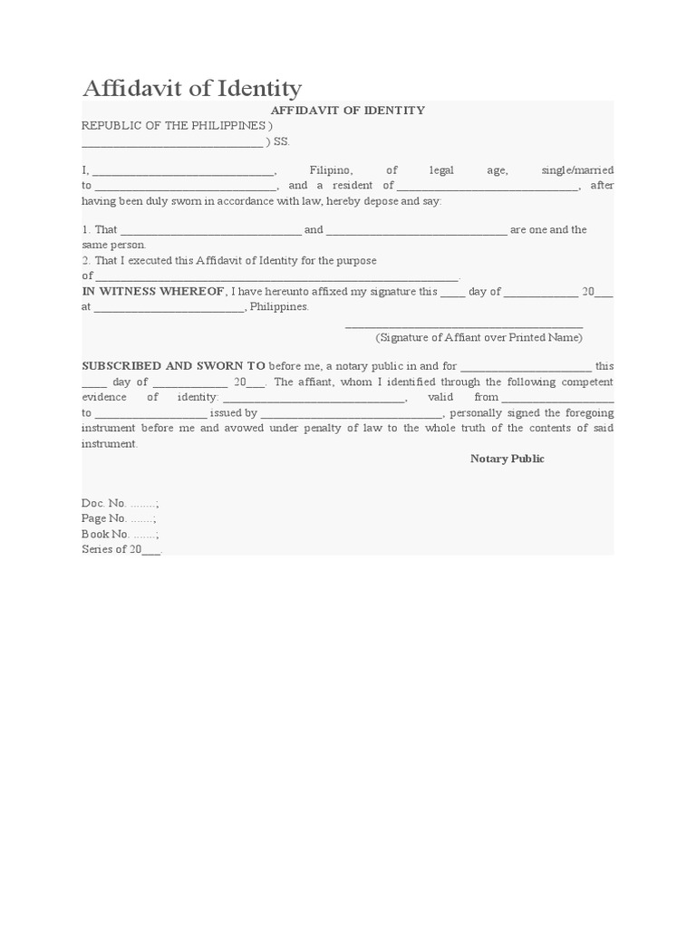 Affidavit of Identity | PDF