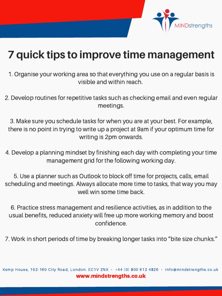 7 Quick Tips for Better Time Management | PDF | Career & Growth | Art