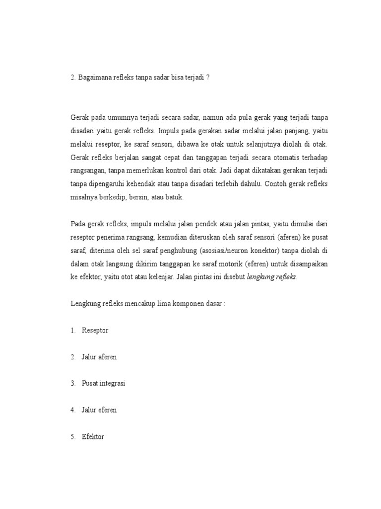 Mekanisme Gerak Refleks dan Lengkungnya | PDF | Sains & Matematika