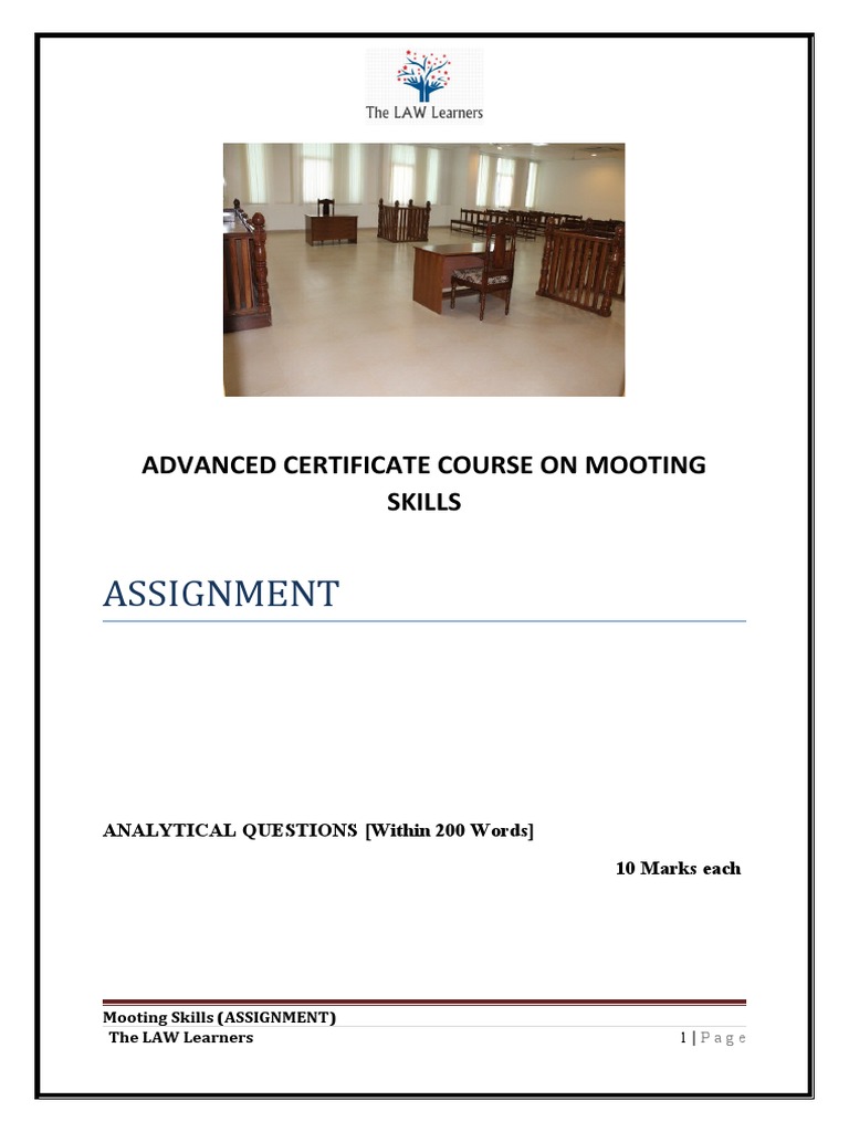 Advanced Mooting Skills Assignment | PDF | Cognition | Communication