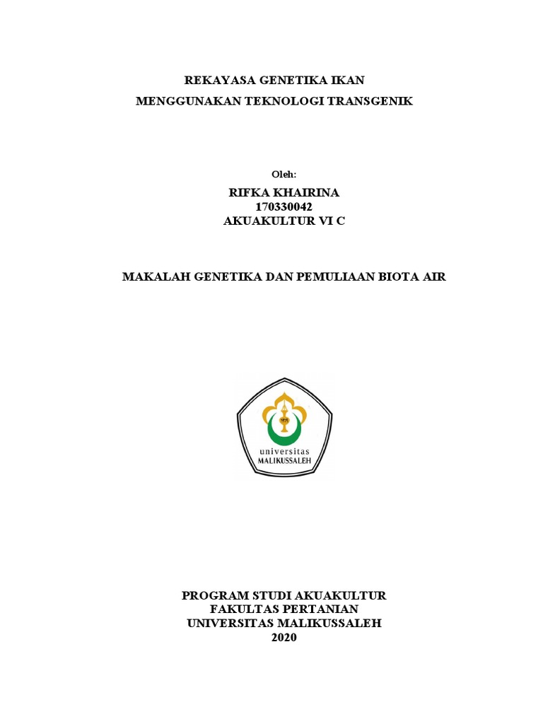 Rekayasa Genetika Ikan Menggunakan Teknologi Transgenik | PDF ...