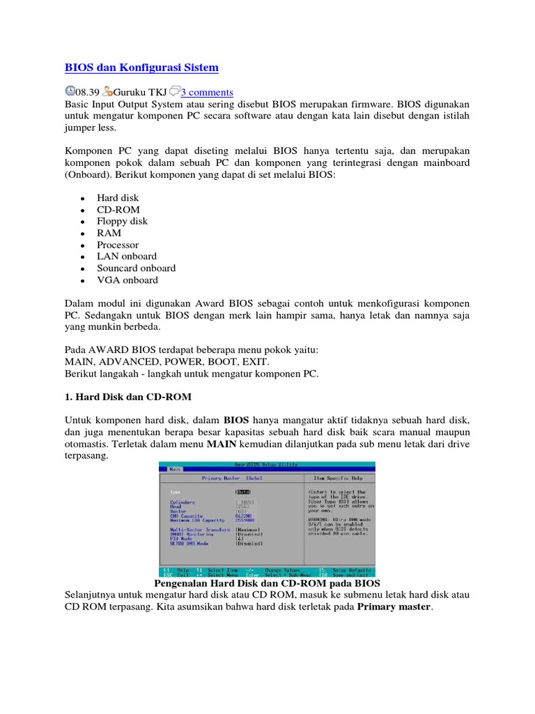 BIOS Dan Konfigurasi Sistem | PDF