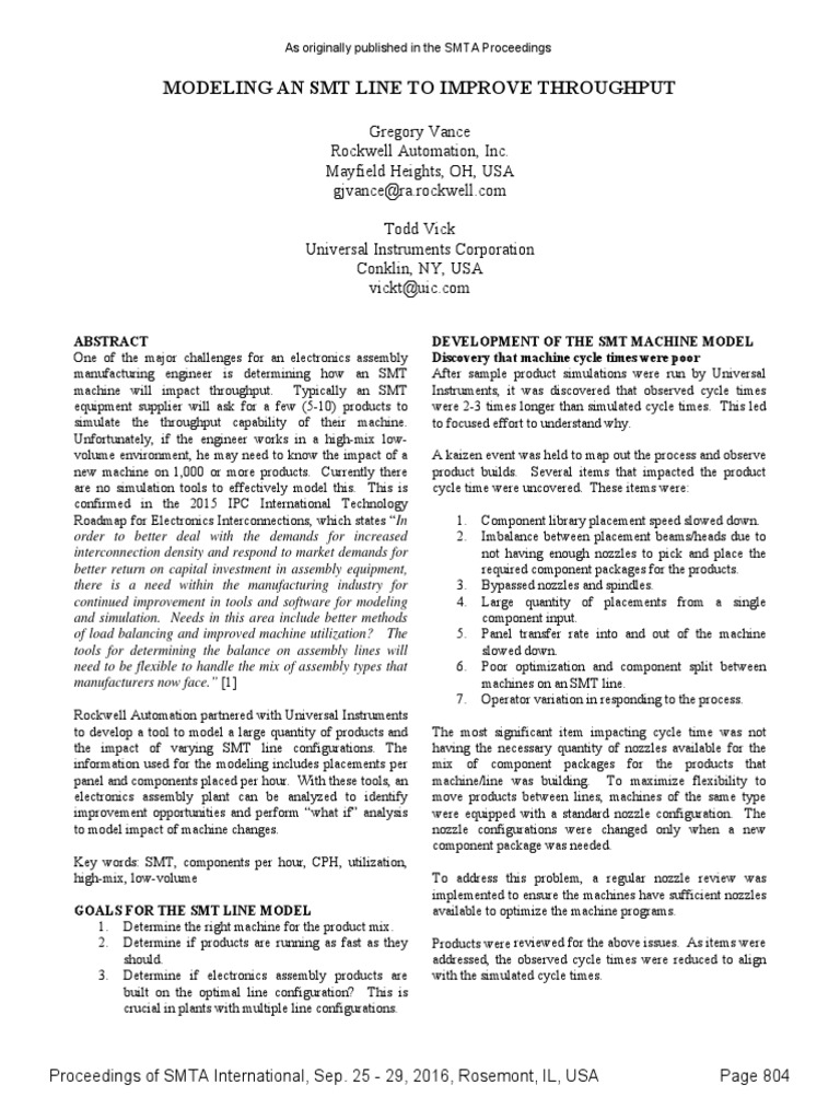 Modeling SMT Line Improve Throughput Smta | PDF | Errors And Residuals ...