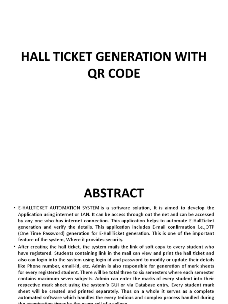 Hall Ticket Generation With QR Code | PDF | Cyberspace | Information ...