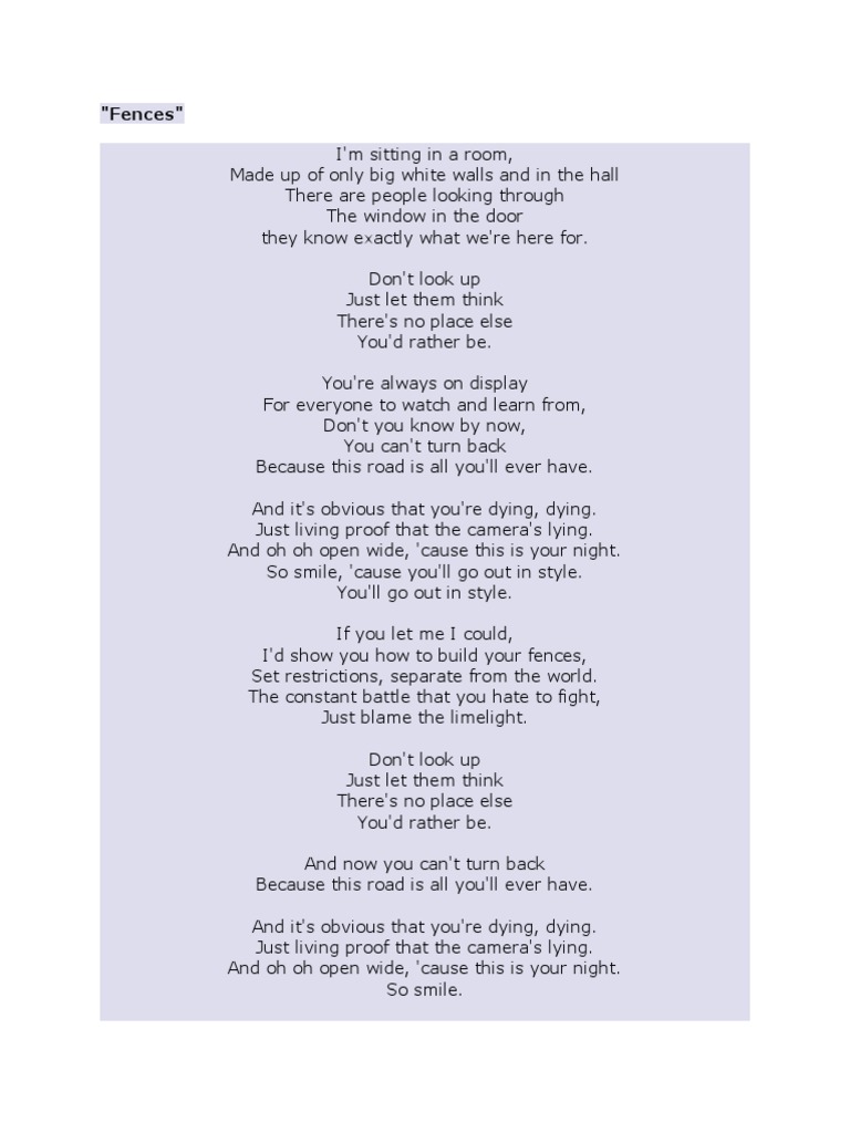 Fences poem | PDF