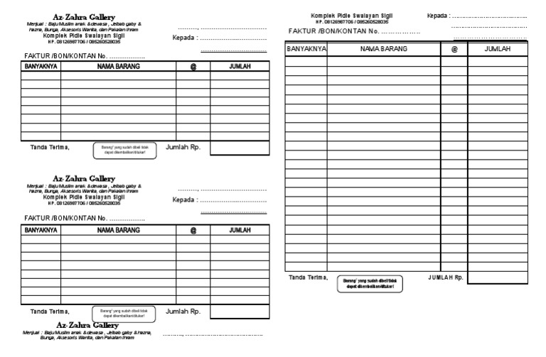 Nota Toko Baju 3x1 | PDF