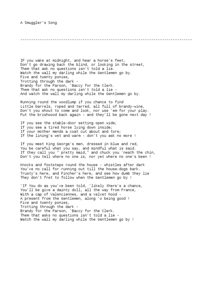 A Smuggler's Song | PDF