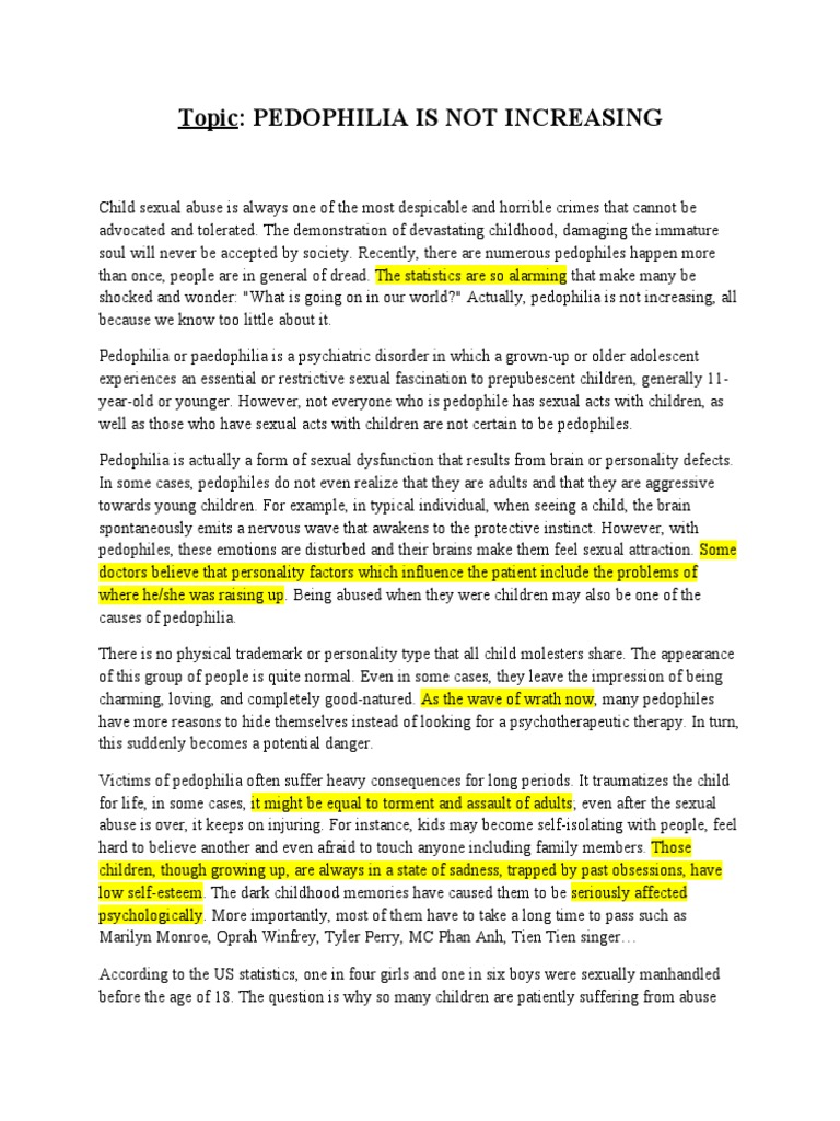 Topic: Pedophilia Is Not Increasing | PDF | Pedophilia | Behavioural ...