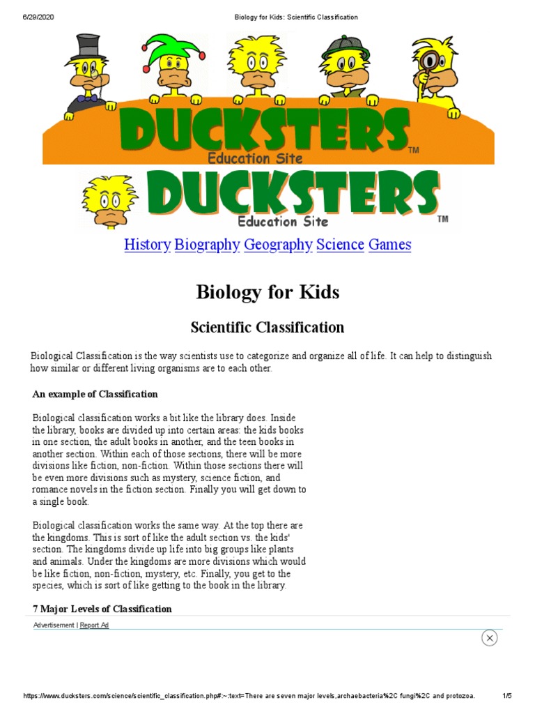 Biology For Kids - Scientific Classification1 | PDF | Social Science