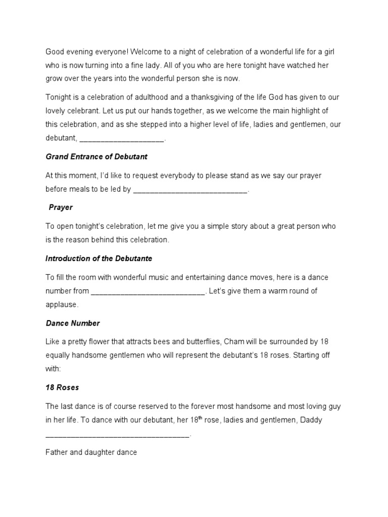 Grand Entrance of Debutant | PDF | Birthdays