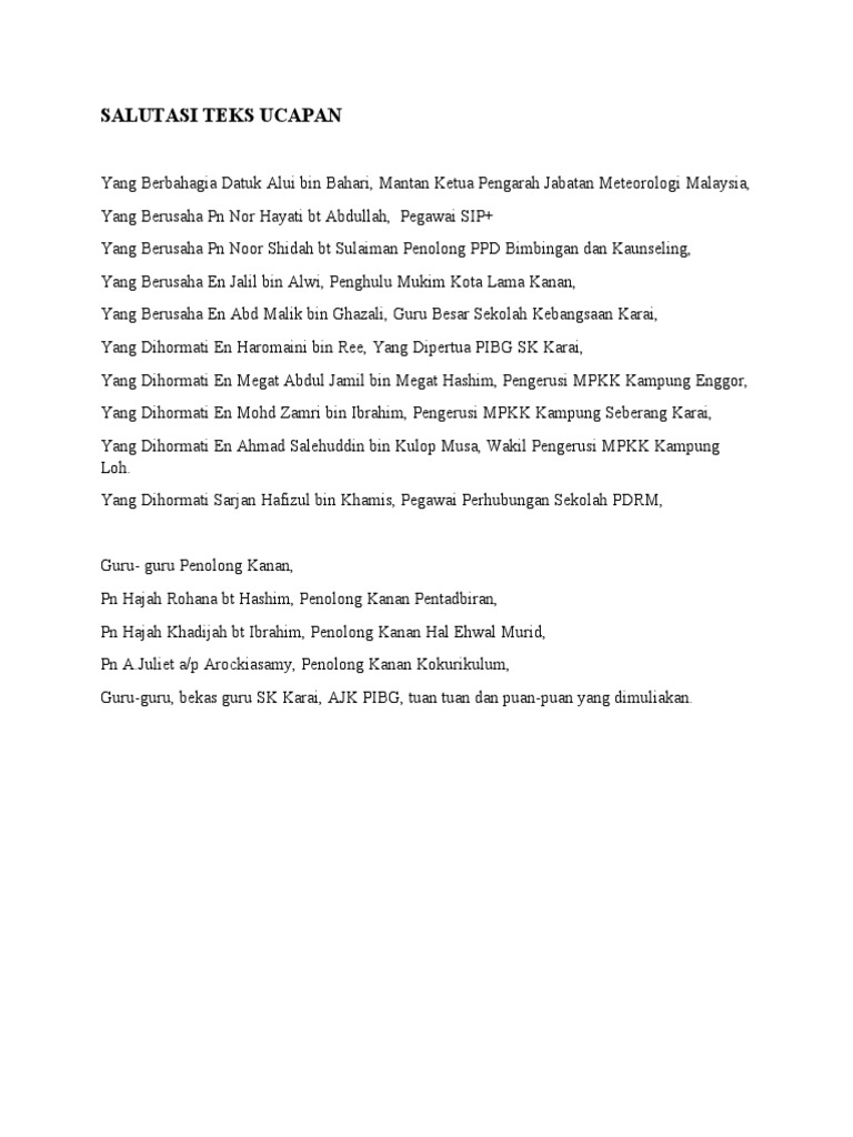 Salutasi Teks Ucapan | PDF