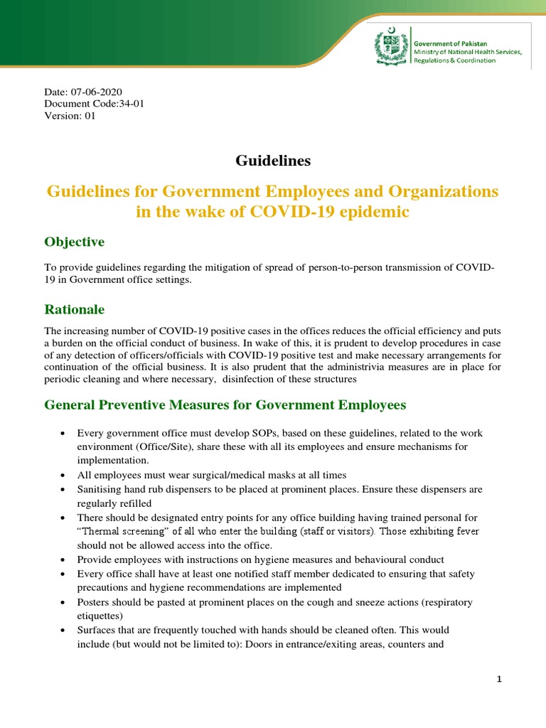 Guidelines For Government Employees and Organizations in The Wake of ...