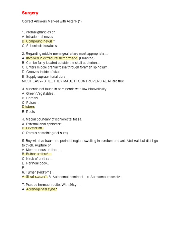 Surgery Oman MCQ | PDF | Human Anatomy | Anatomy