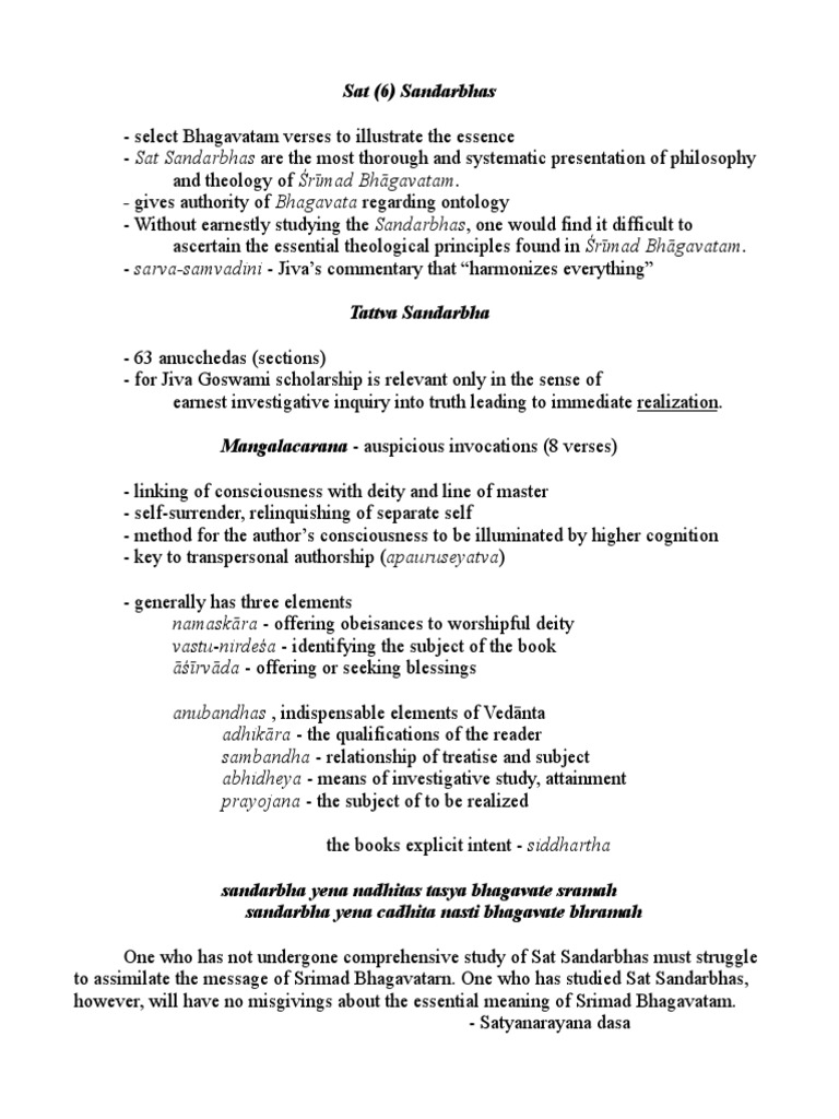 Understanding Sat Sandarbhas in Bhagavatam | PDF | Bhagavan | Indian ...
