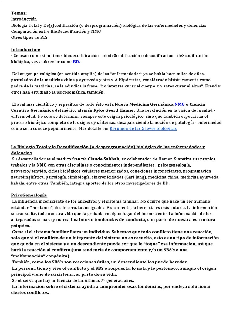 Nueva Medicina Germánica y BioDecodificación | PDF | Psique (psicología) | Sicología
