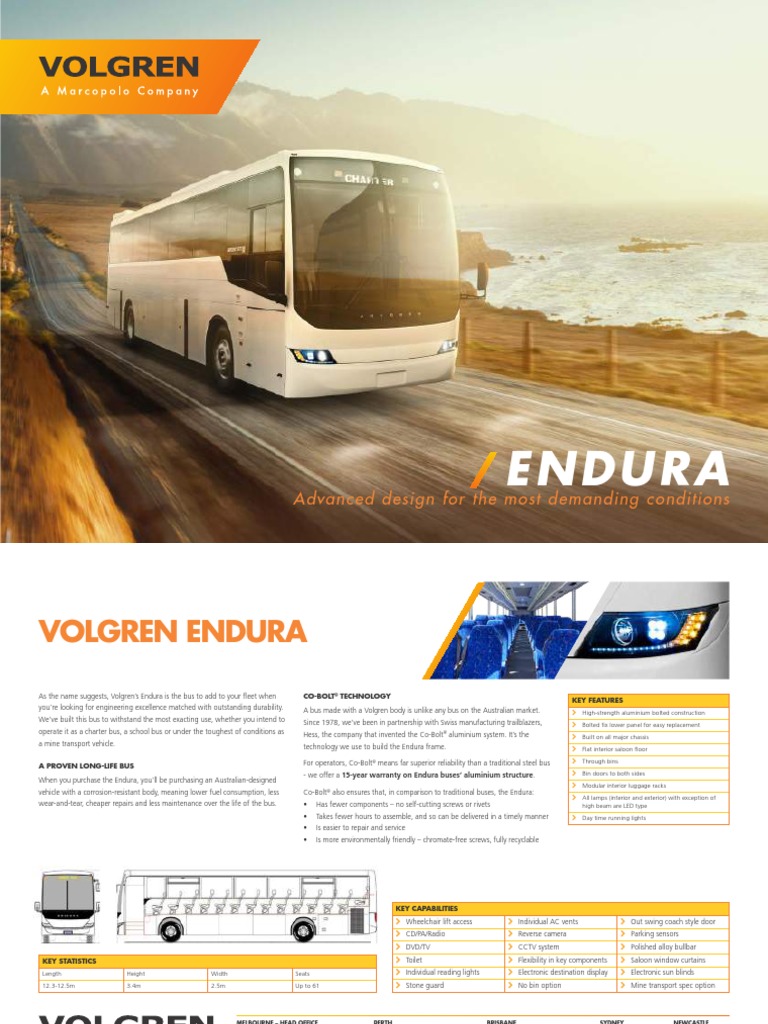 Volgren Endura Brochure | PDF | School Bus | Bus