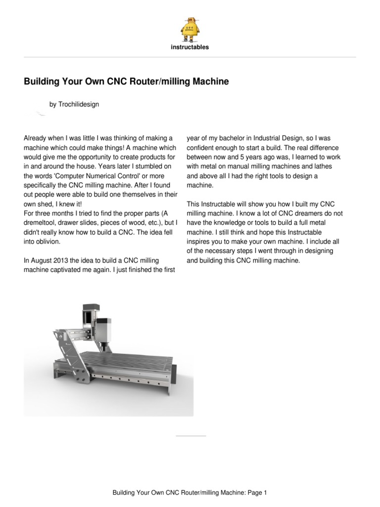 Building Your Own CNC Router/milling Machine: Instructables | PDF | Numerical Control | Crafts