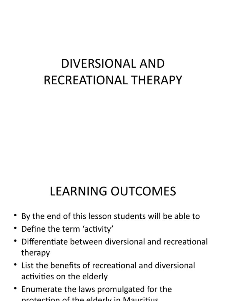 Diversional and Recreational Therapy | PDF | Psychological Concepts ...