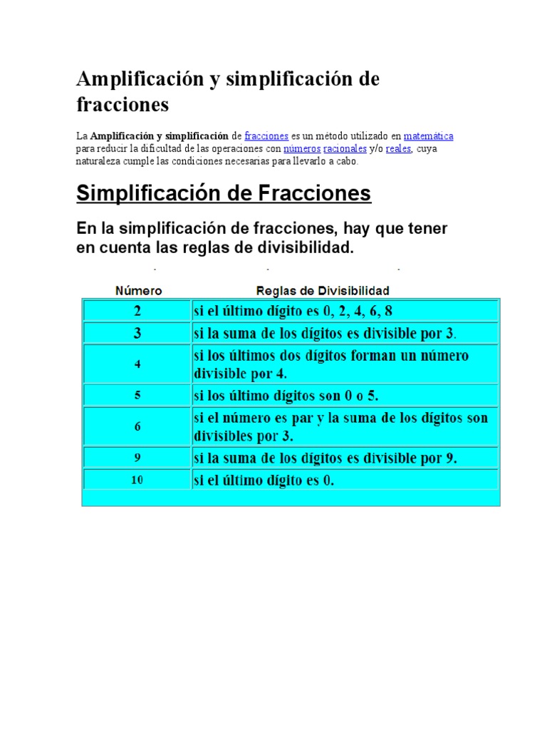Amplificación y Simplificación de Fracciones | PDF