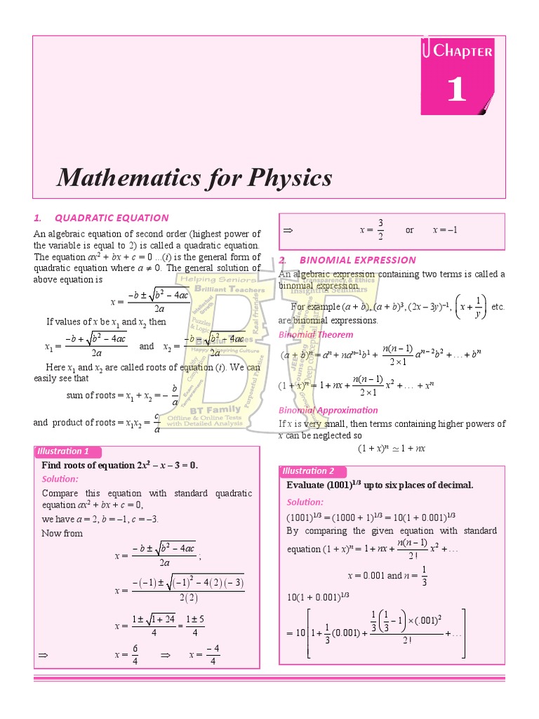 Physics Chapter 1 - Mathematics For Physics PDF | PDF | Trigonometric ...